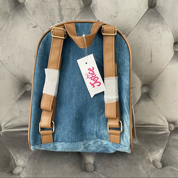 Justice | Accessories | Nwt Justice Girls Mini Blue Denim Logo Backpack ...
